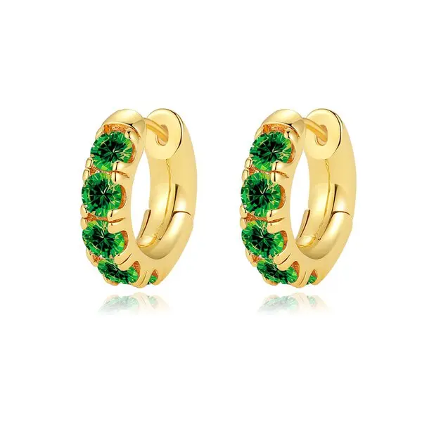 CLASSICHARMS Daniela Huggie Hoop Earrings - Gold/green