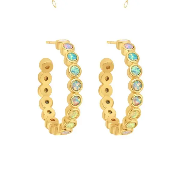 LA KAISER Grande Opal Ombre Hoops - Gold