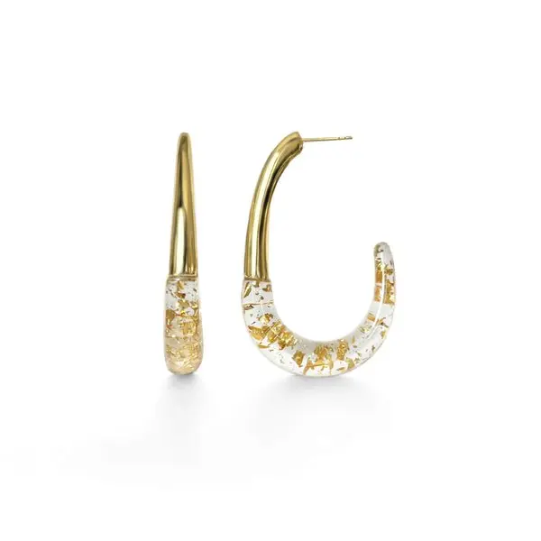 GOLD & HONEY J Hoop Earrings With 24k Leaf - Gold