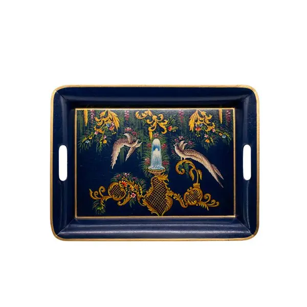 NILA PARMAR DESIGNS Paradise Hand-painted Tray - Blue