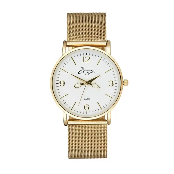 BERMUDA WATCH COMPANY Alore Mesh Hairdresser Scissor Hands Watch - Gold