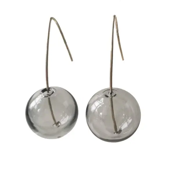 LAURA DAILI Glass Drop Earrings - Grey/silver