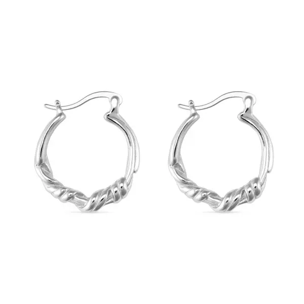 ELK & BLOOM Chunky Twisted Hoop Earrings - Silver