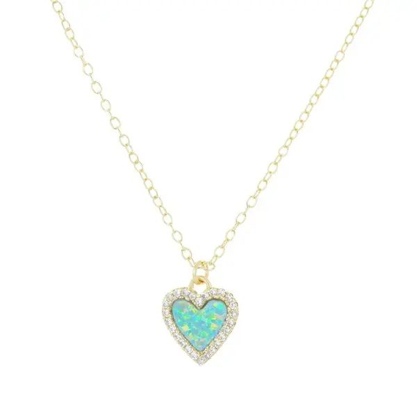 KAMARIA Heart Opal And Crystal Necklace - Green