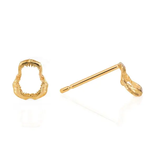 LEE RENEE Shark Jawbone Stud Earrings - Gold