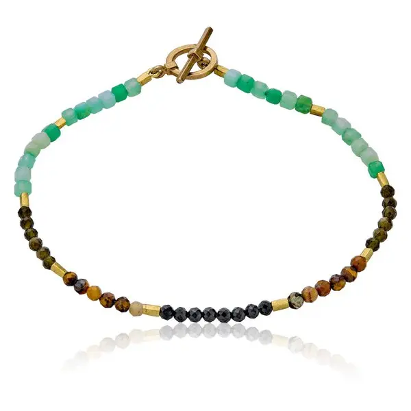 CARTOGRAPHY September Multi Gemstone Bracelet - Green/brown/gold