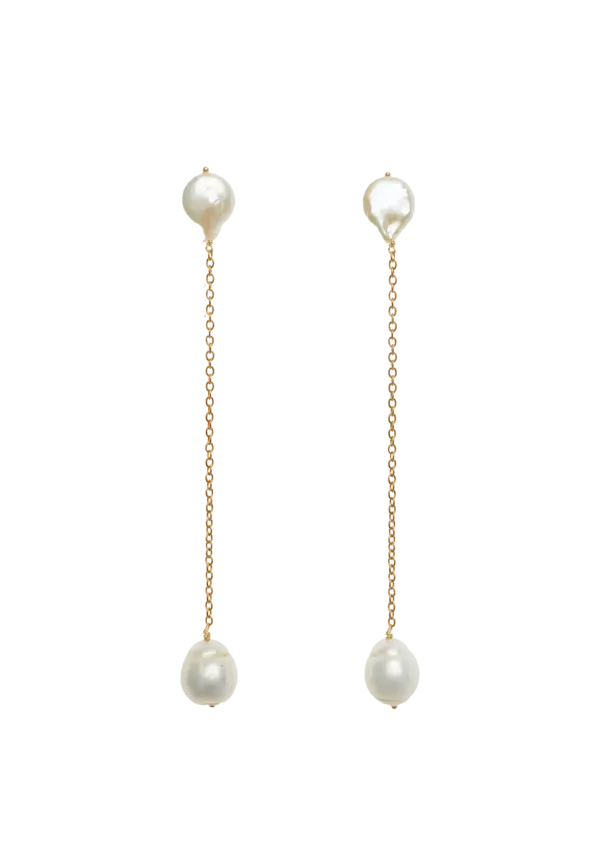 LAVANI JEWELS Dara Pearl Dangle Earrings - White/gold