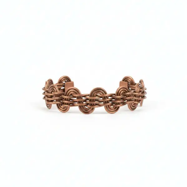 ANATOLIACRAFT Handwoven Copper Loop Cuff Bracelet - Brown