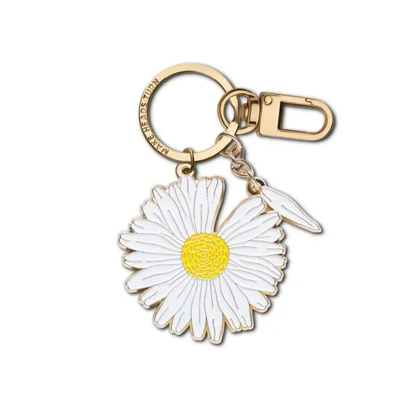 MAKE HEADS TURN Daisy Enamel Keychain & Bag Charm - Gold/yellow/white