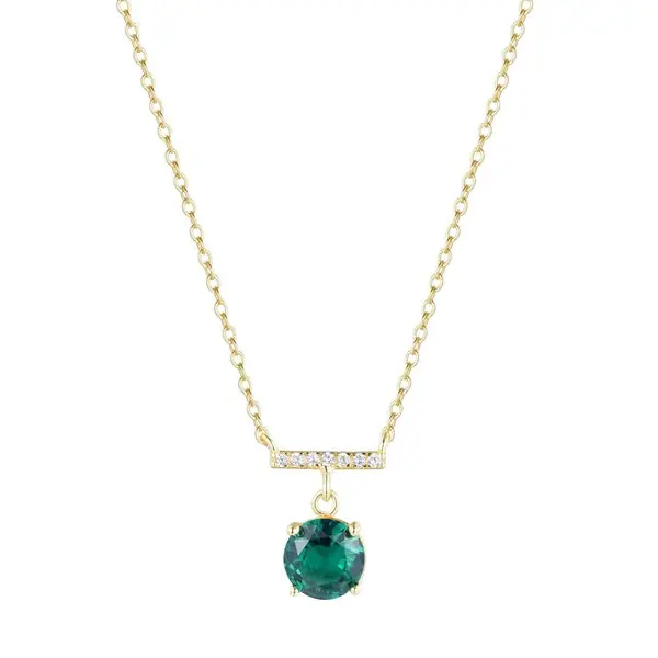 KAMARIA Birthstone Solitaire & Crystal Bar Necklace - Green