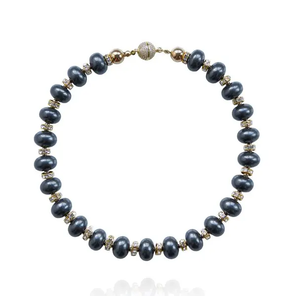 SAULE LABEL Mika Necklace In Black Coral - Black/gold