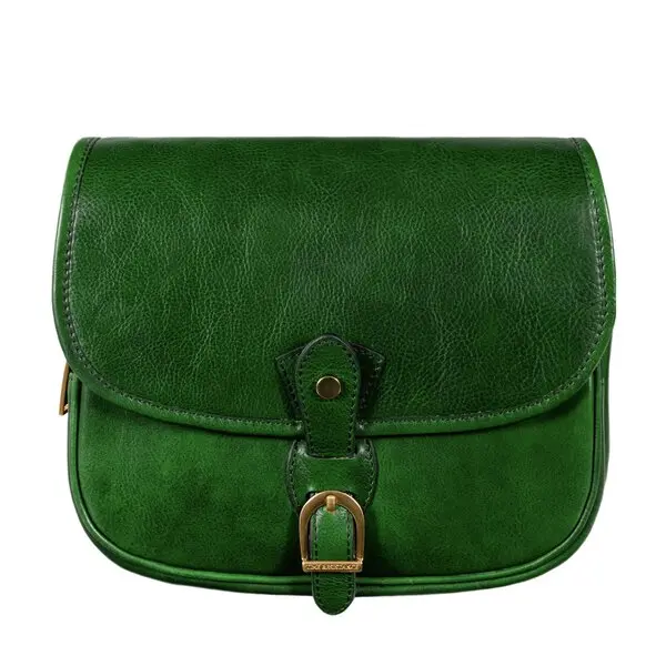 TIME RESISTANCE Full-grain Leather Crossbody Bag - Green