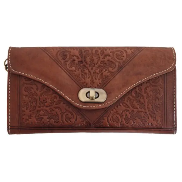 BERBER LEATHER Leather Tri-fold Purse Dark - Brown