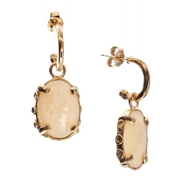 GEM KINGDOM Neutrals Plated Cameo Earrings - Gold