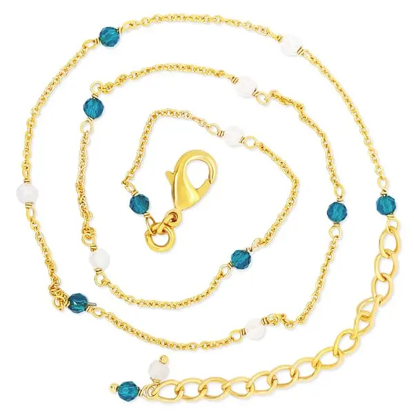 GEM BAZAAR JEWELLERY Gold Vermeil Chain Necklace With Moonstone And Apatite - Gold/blue/white