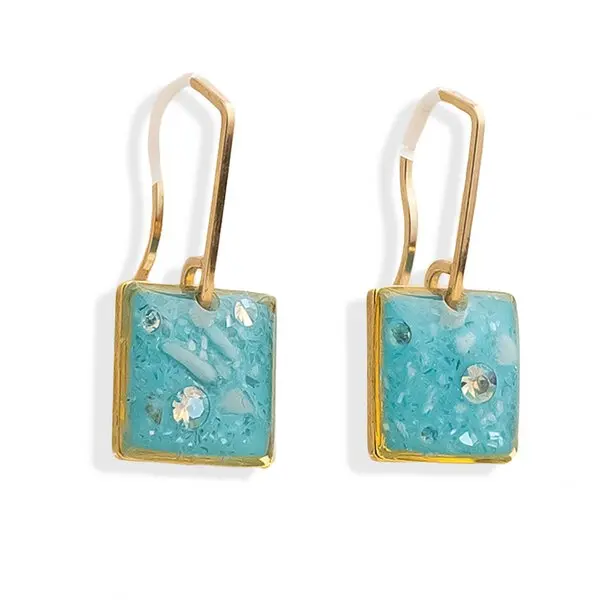 KATE KOEL Square Dangle Earrings - Blue/gold