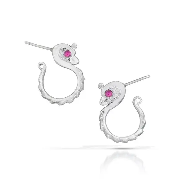 SETH MICHAEL STUDIO Silver Mini Quail Hoop Earrings - Silver/pink
