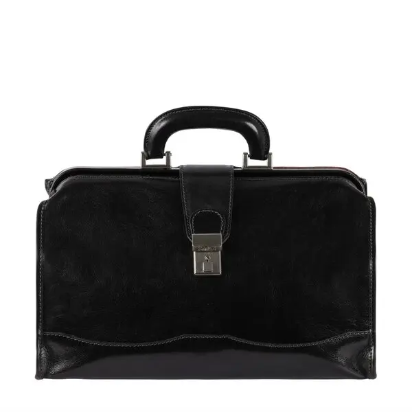 TIME RESISTANCE Small Leather Doctor Bag - Black
