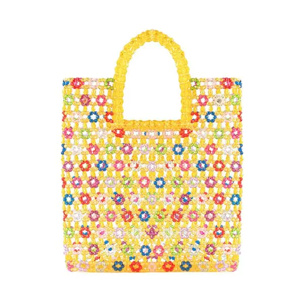 TILLIE BEADS Sunshine Bloom Bead Tote Bag - Yellow