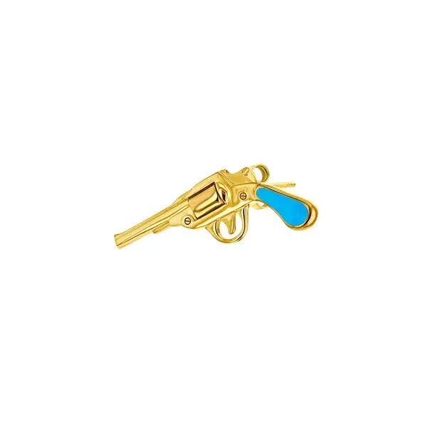 TRUE ROCKS 18kt Gold Plated & Turquoise Pistol Stud Earring - Gold/blue