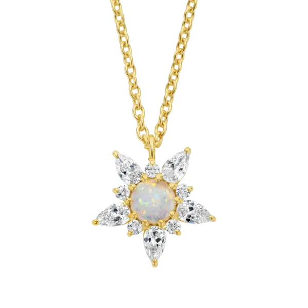 LA KAISER Opal And Diamond Wildflower Pendant Necklace - Yellow