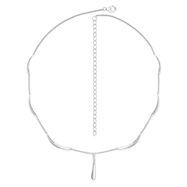 LUCY QUARTERMAINE Station Diamond Drop Necklace - Silver
