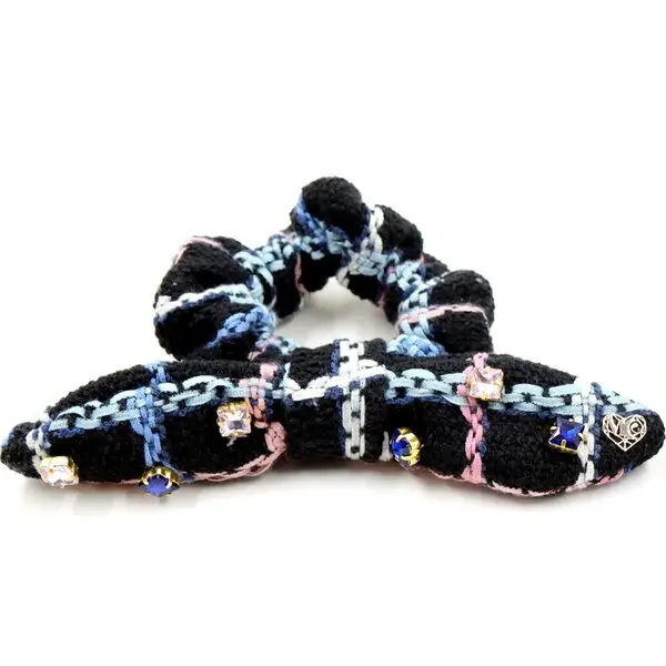 MISS CICCONI Chelsea Bow Scrunchy - Black/blue/pink
