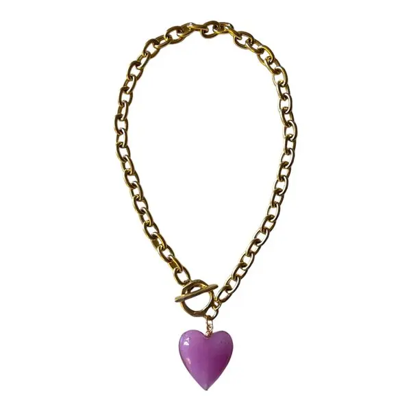 SCCOLLECTION Amore Heart Pendant Necklace - Purple/gold