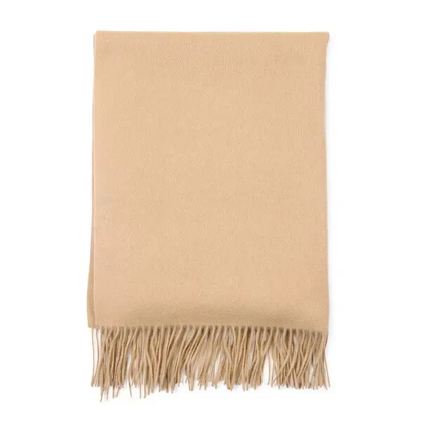 BEL CASHMERE Cashmere Stole With Fringes Camel - Brown
