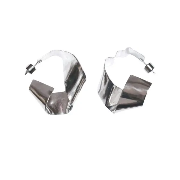 OOLO LONDON Crumpled Abstract Hoop Earrings - Silver