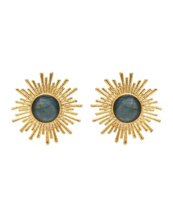 KYBELE STUDIO Celestial Radiance Labradorite Earrings - Gold/grey