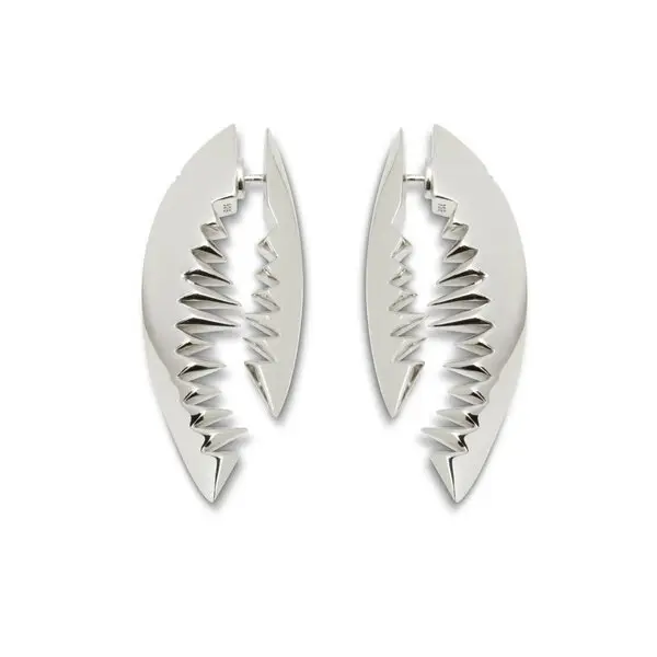 KASUN LONDON Shark Bite Earrings - Silver