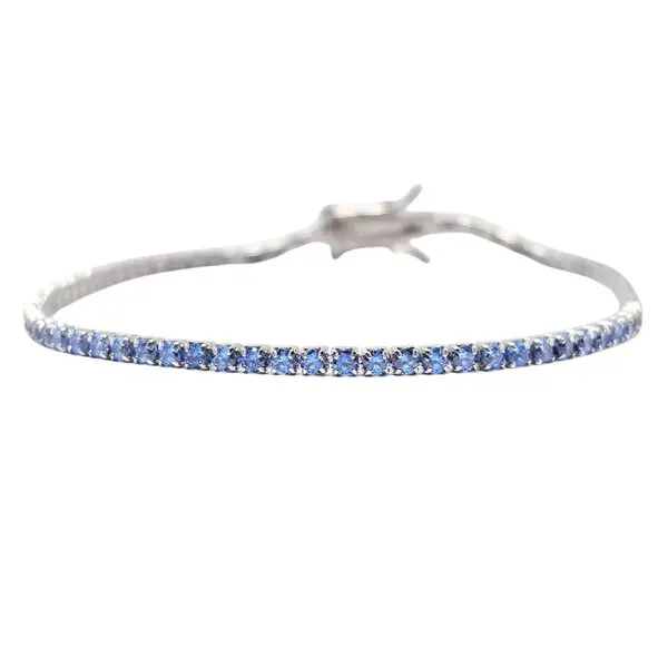 HARFI Aquamarine Gemstone Tennis Bracelet - Silver/blue