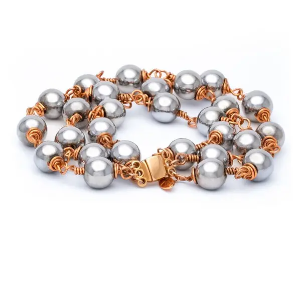 REJECTED HEARTS CLUB La Princesa Hematite Beaded Bracelet - Silver