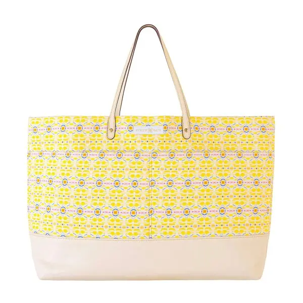 EVELYN & KATE Classic Canvas Tote With Leather Base And Straps