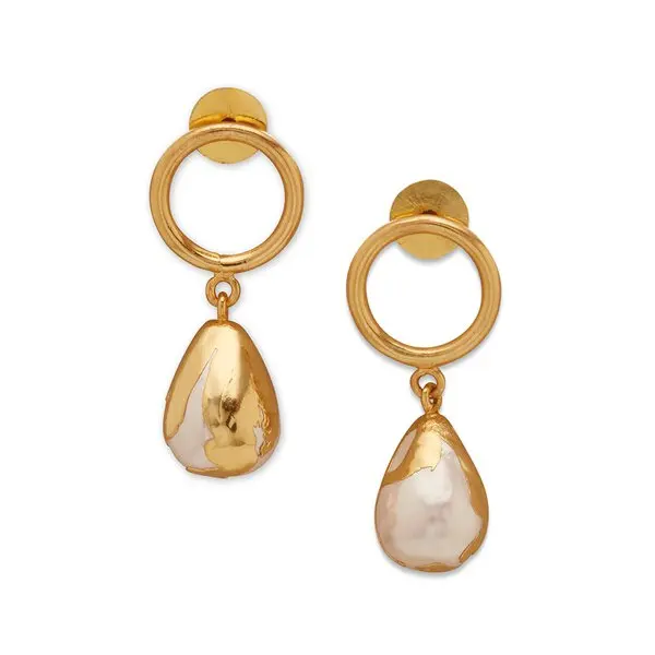 DHWANI BANSAL Luludrop Earrings With Baroque Pearls - Gold