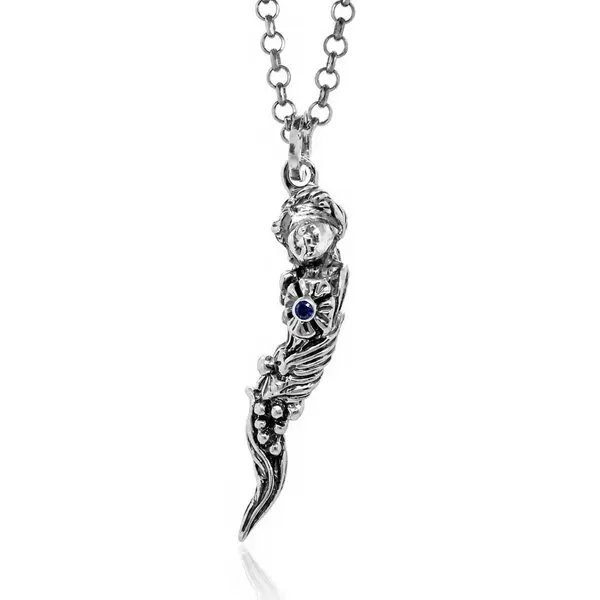 UNALOE Goddess Of Fortune Sterling Silver Sapphire Necklace - Silver/blue