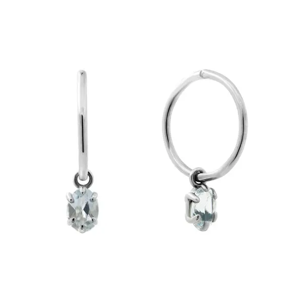 LEE RENEE Aquamarine Clicker Hoop Earrings - Silver