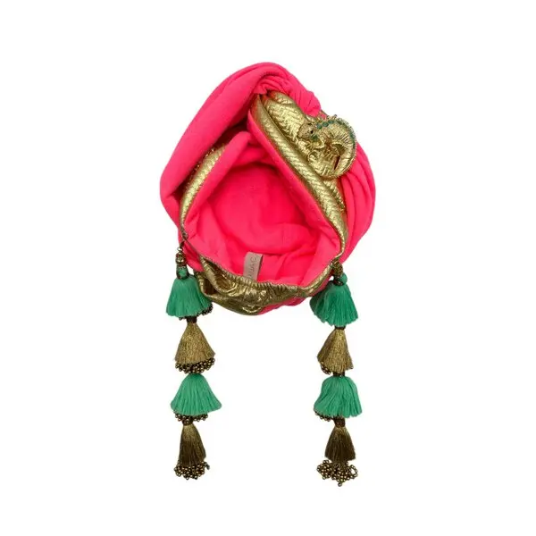 JULIA CLANCEY Golden Zia Lizard Turban - Gold/green