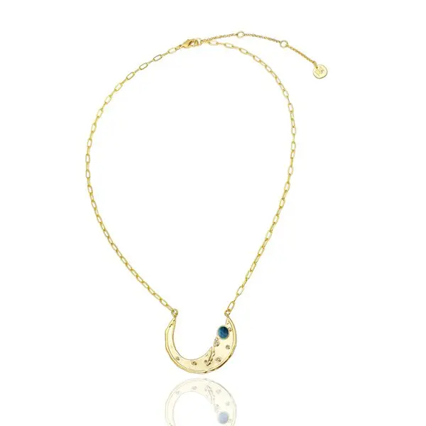 RARE MATTERS JEWELRY Stellar Arc Pendant Necklace - Blue