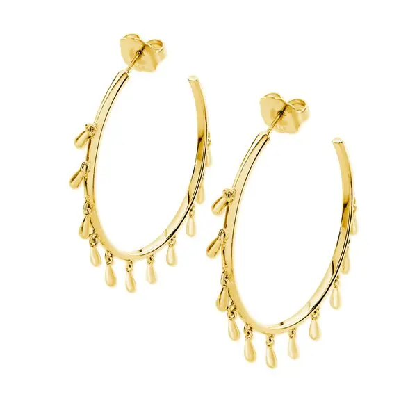 LUCY QUARTERMAINE Multi Drop Hoop Earrings - Gold