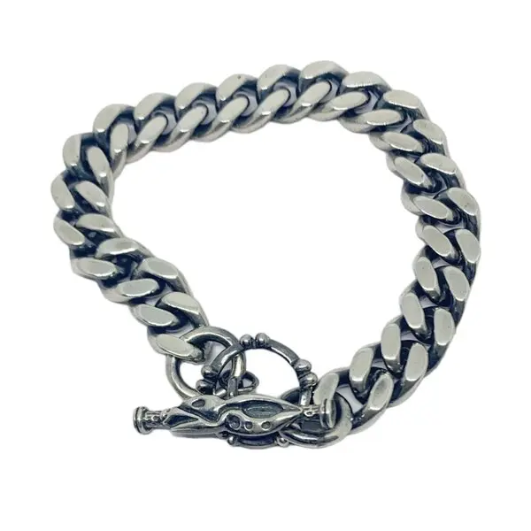 TG-JEWELLERY BY TAMARA GERVASIO Celtic Dog Curb Chain Bracelet - Silver/black
