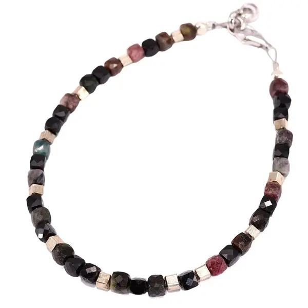 MINERALGEMS ✩ STUDIO Tourmaline And Sterling Silver Bracelet - Silver/black/brown