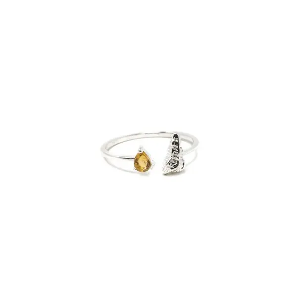 NASI SILVER Shell Citrine Ring - Silver