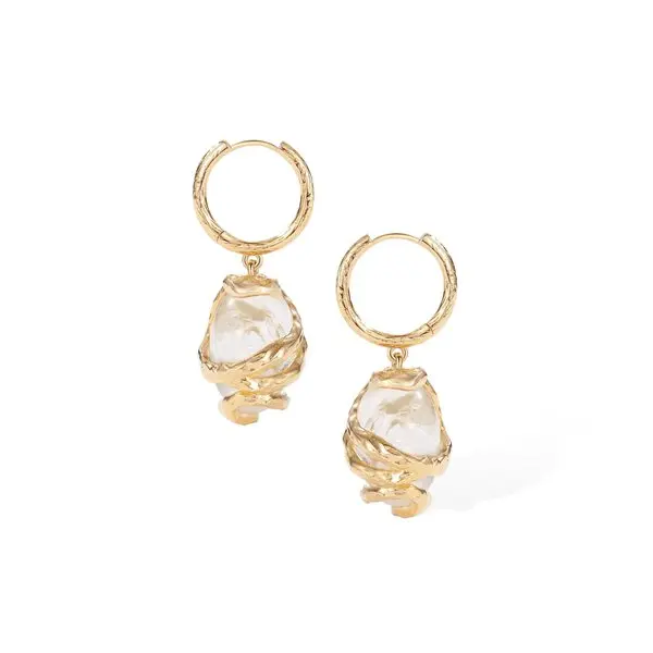 RETRO CHIC Gold / White Whispers Earrings - Gold/white