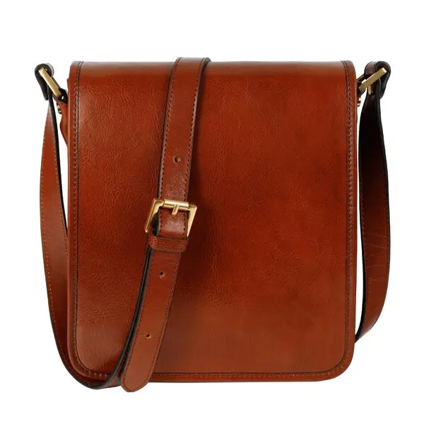 TIME RESISTANCE Small Leather Messenger Bag - Brown