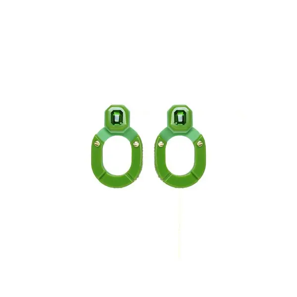 GISSA BICALHO Acrylic Hoop And Stone Earring Kit - Green