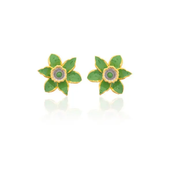 MILOU JEWELRY Light Daffodil Flower Earrings - Green