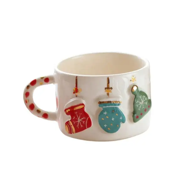 ANATOLIACRAFT Green / Blue / Red Winter Wonderland Handmade Ceramic Mug - Green/blue/red