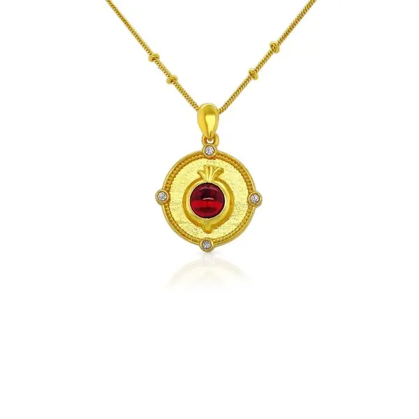 GEM BAZAAR JEWELLERY Garnet Birthstone Vermeil Pendant Necklace - Red